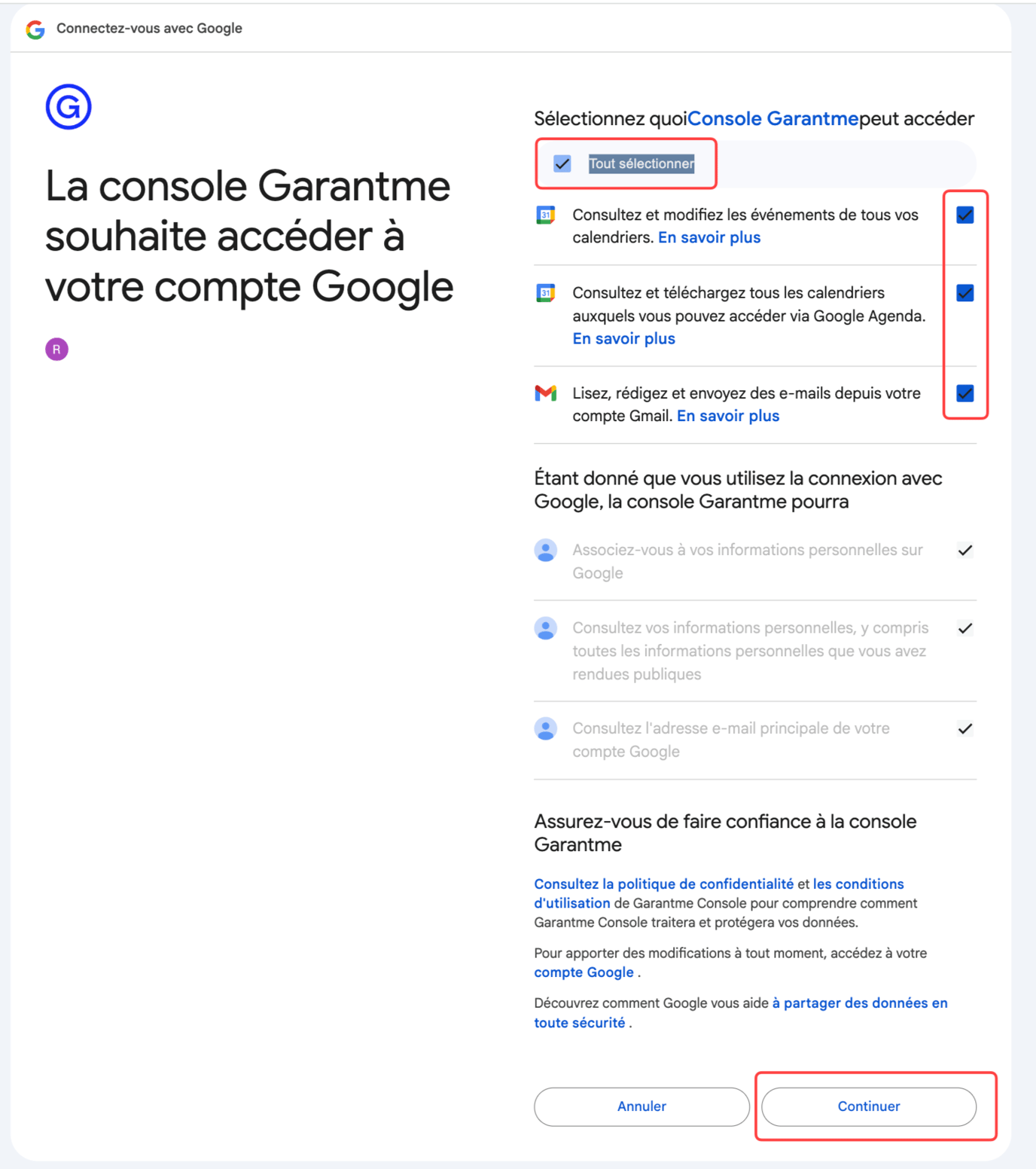 Comment connecter votre boîte mail Gmail à Garantme